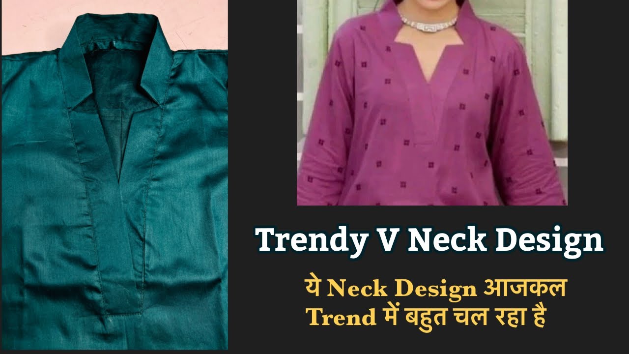 Latest kurti neck designs || V neck design cutting and stitching - YouTube