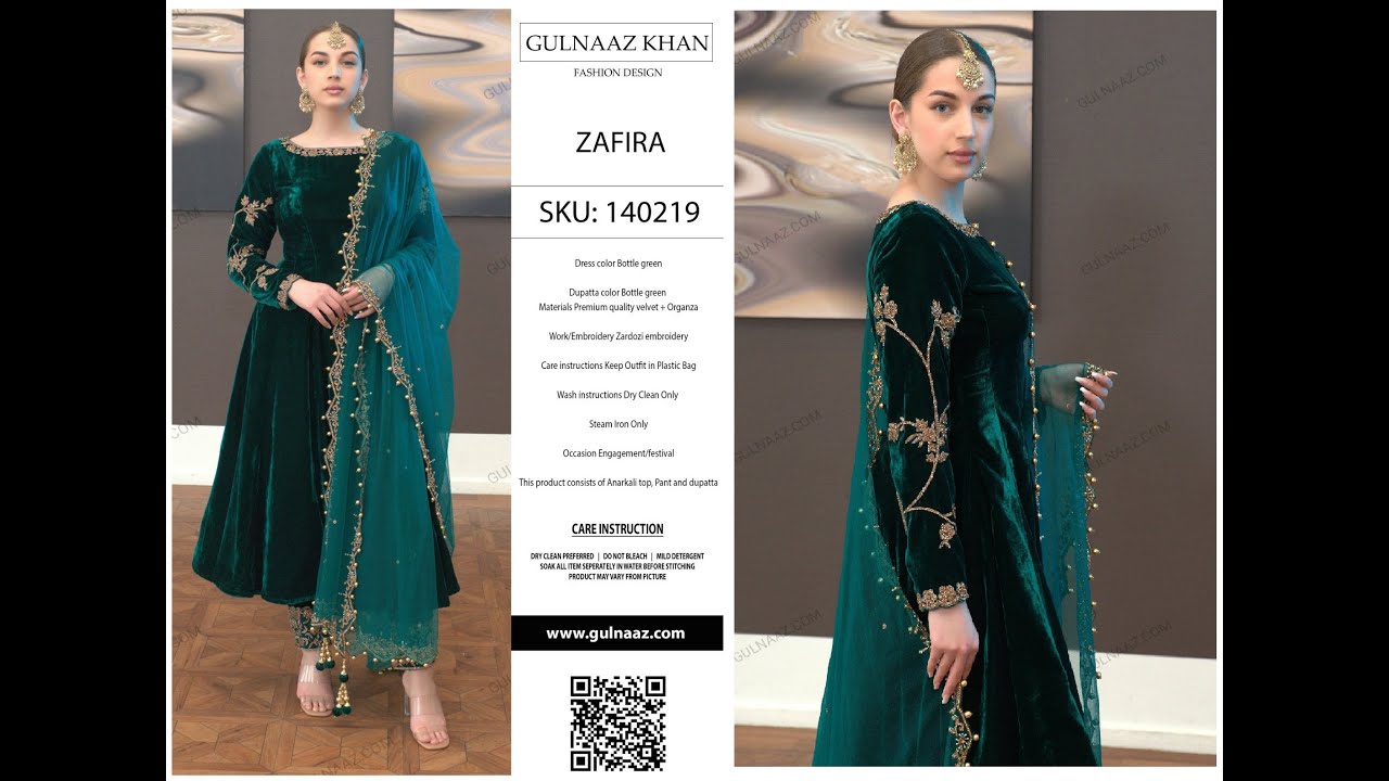 Zafira - Green Velvet Anarkali Suit Unstitched Winter Collection - YouTube