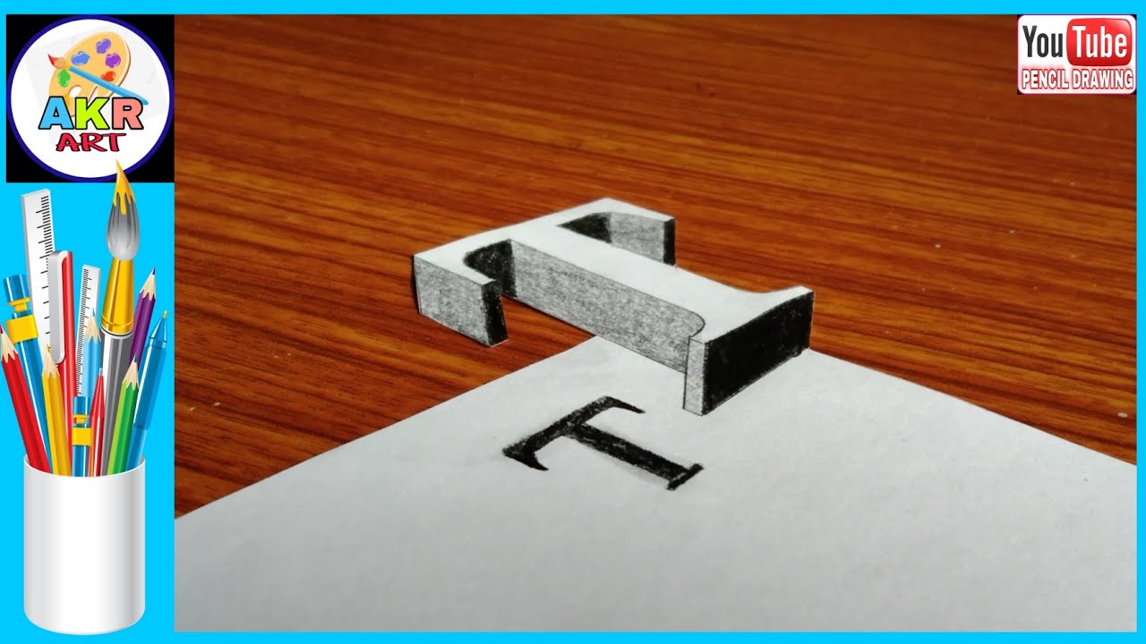 How to draw 3d letter t with pencil...How to draw 3d letter t easy ...