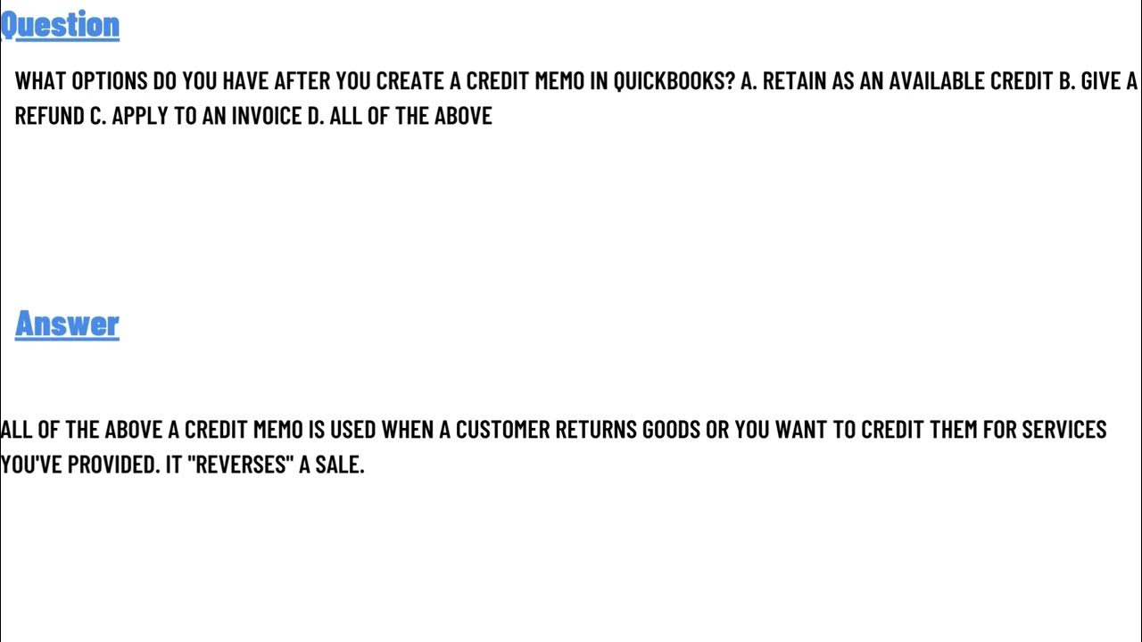 What Options Do You Have After You Create A Credit Memo In QuickBooks what-options-do-you-have-after-you-create-a-credit-memo-in-quickbooks