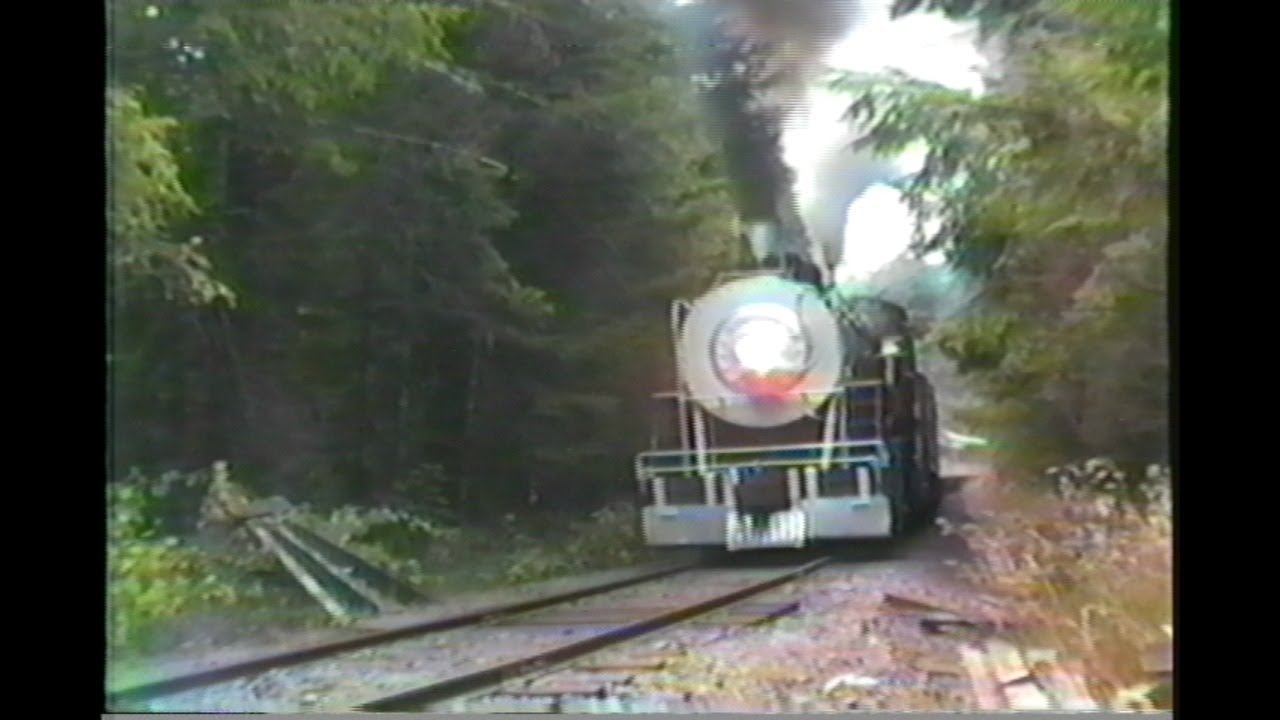 321. OP&E # 19 STEAM TRAIN by scrap wood pile and passenger cars on the ...