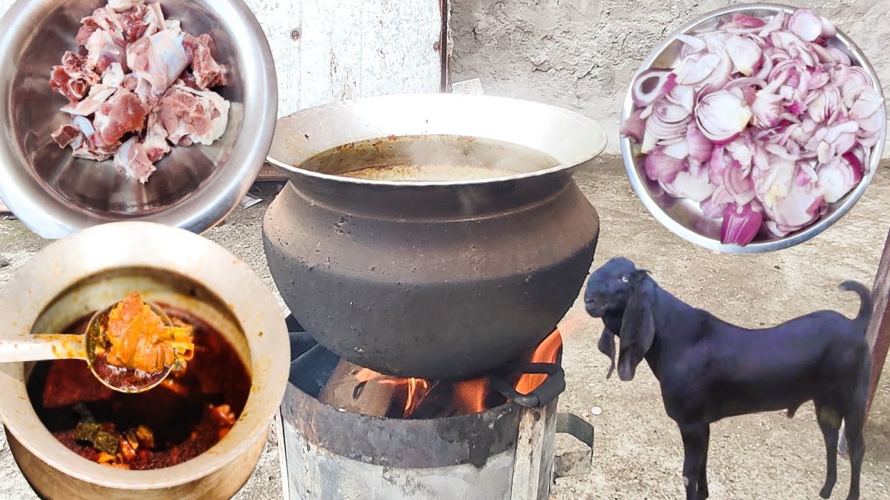 देहाती तरीके से बकरा बनाने का तरीका || Dehati Style Mutton Curry Rcipe ...