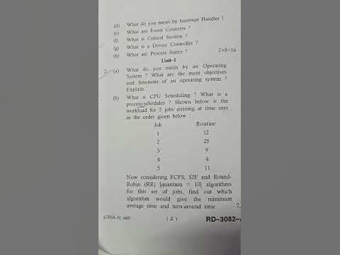 Question paper of operating systems and shell programming of MCA 2nd sem july-2021 of mdu - YouTube