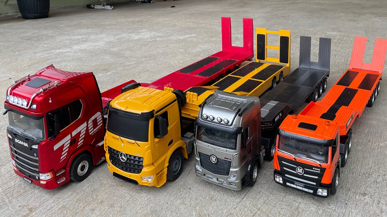 Unboxing Mobil R/C Truck Traler Flat Scania SECALE 1:18, Truck ...