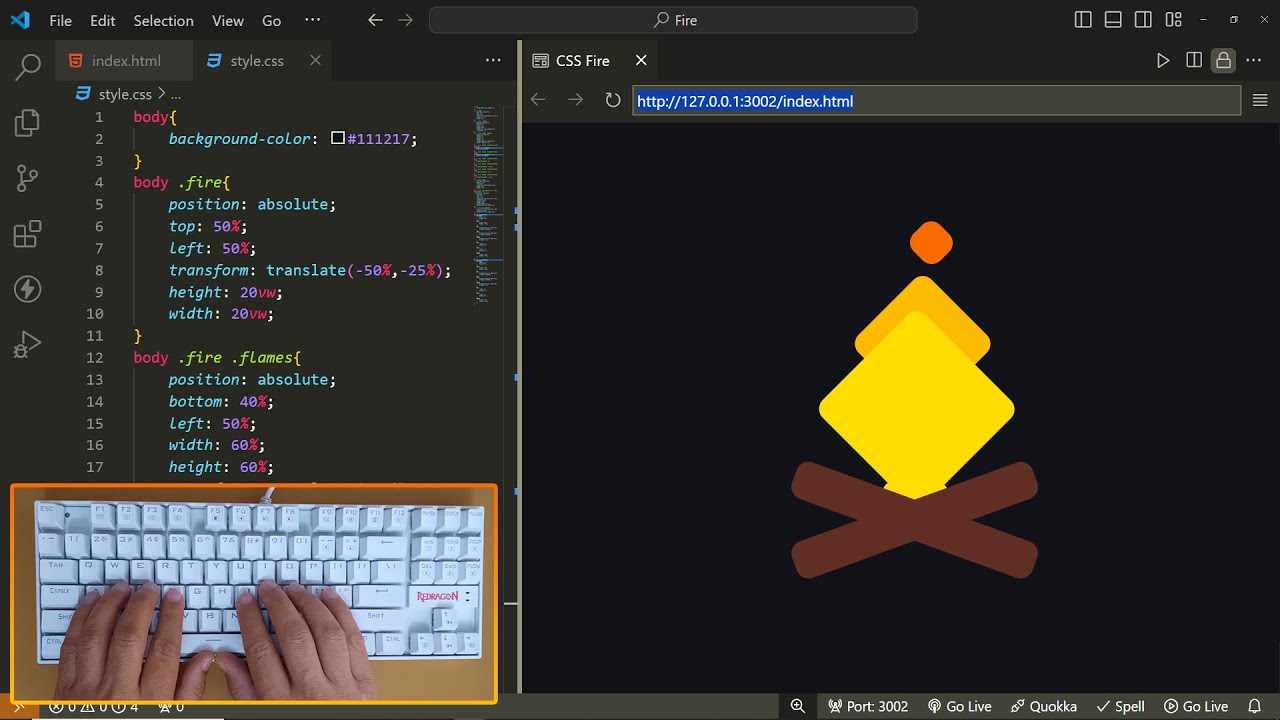 Asmr Coding⚡️fire Animation Using Html Css⚡️no Talking Youtube