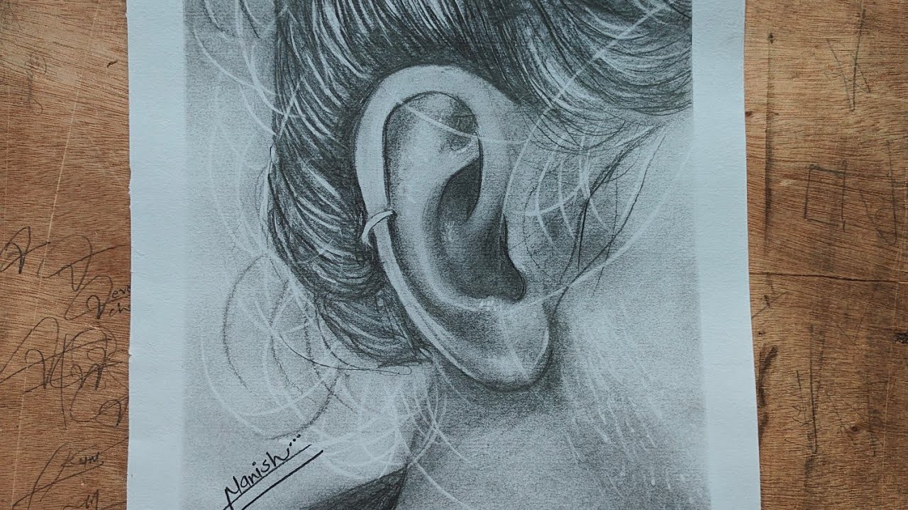 how to draw ear //pencil sketch drawing easy//step by step - YouTube