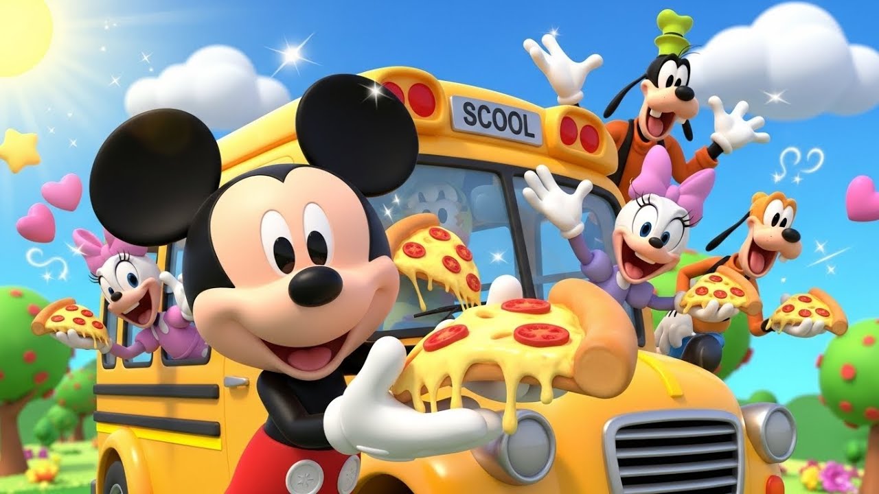 “Mickey Mouse’s School Bus Pizza Adventure! 🍕🚌 | Kids 3D Cartoon Story ...