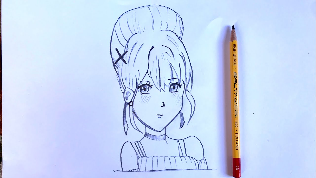 Draw a cute face / Drawing tutorial - Draw a girl step by step / Pencil ...