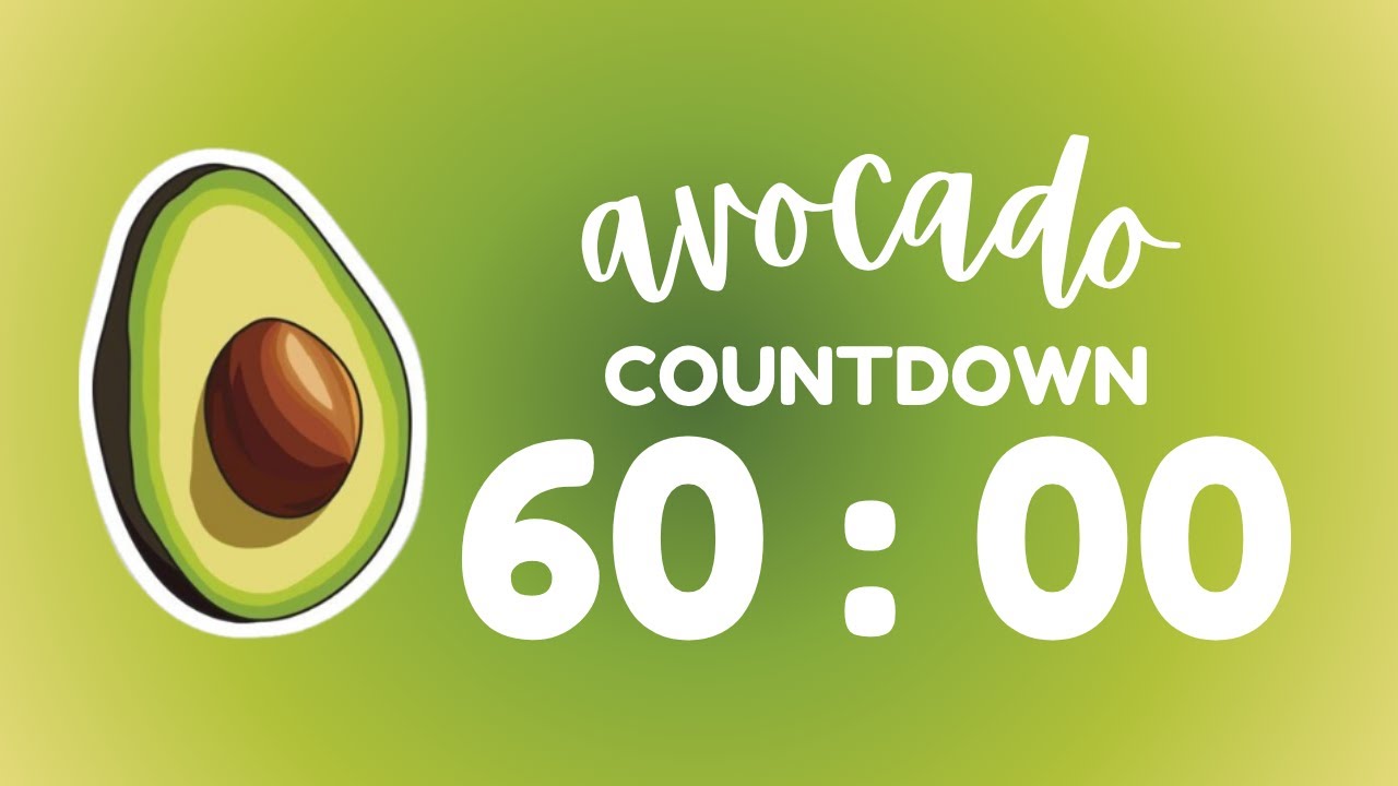 1 Hour Countdown Timer | Avocado Theme | No Breaks | Aesthetic - YouTube