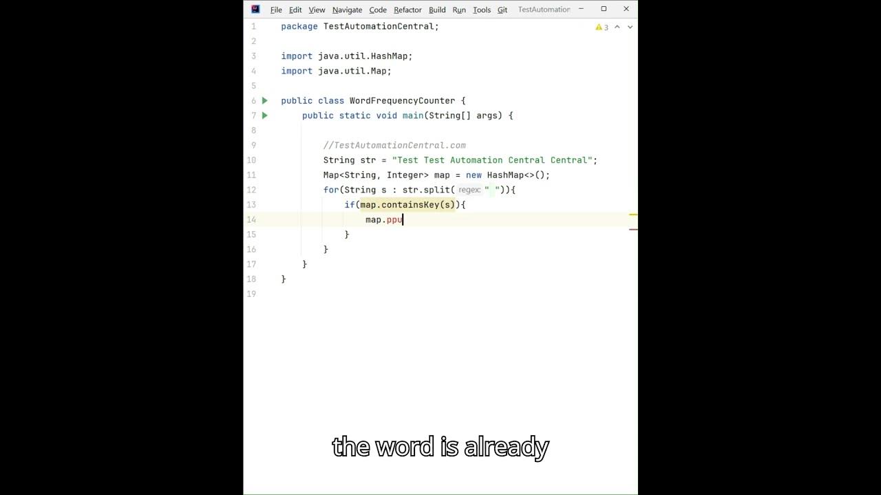 Java Program To Find Word Frequency Count Test Automation Central Youtube