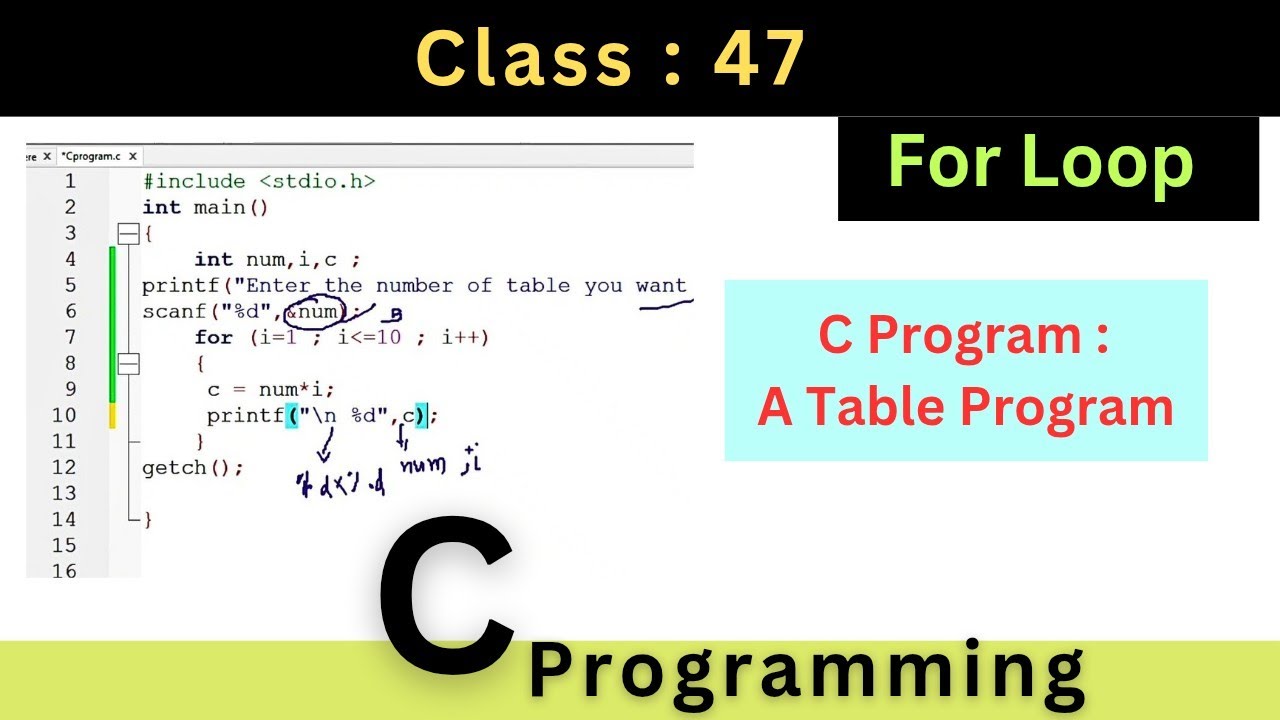 C Program : Table Program | C Programming | Coding - YouTube