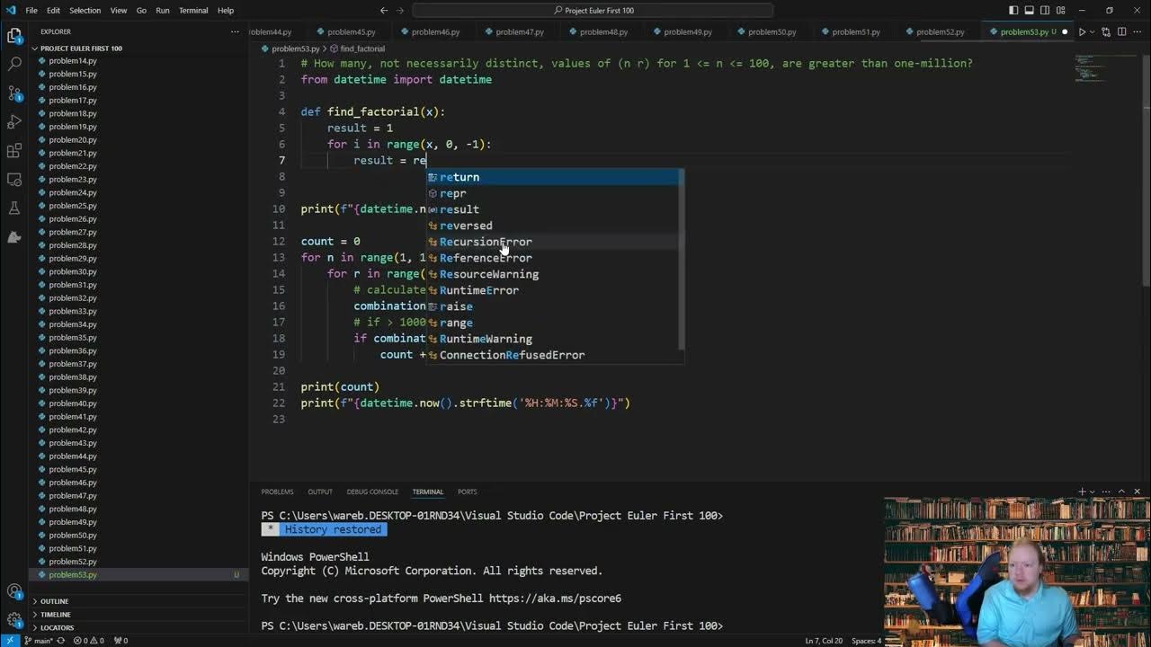 Project Euler Problem 53: Combinatoric Selections - YouTube