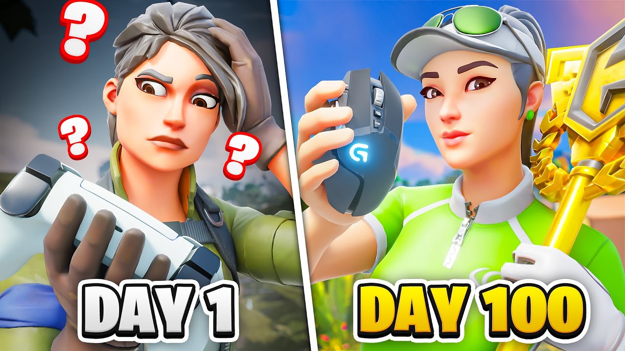 My DAY 1 to DAY 100 Fortnite CONTROLLER to KEYBOARD & MOUSE Progression ...