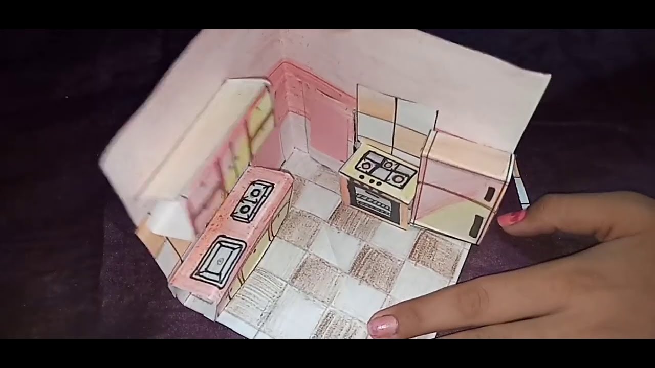 Diy doll kitchen . dollhouse from paper part 3 - YouTube