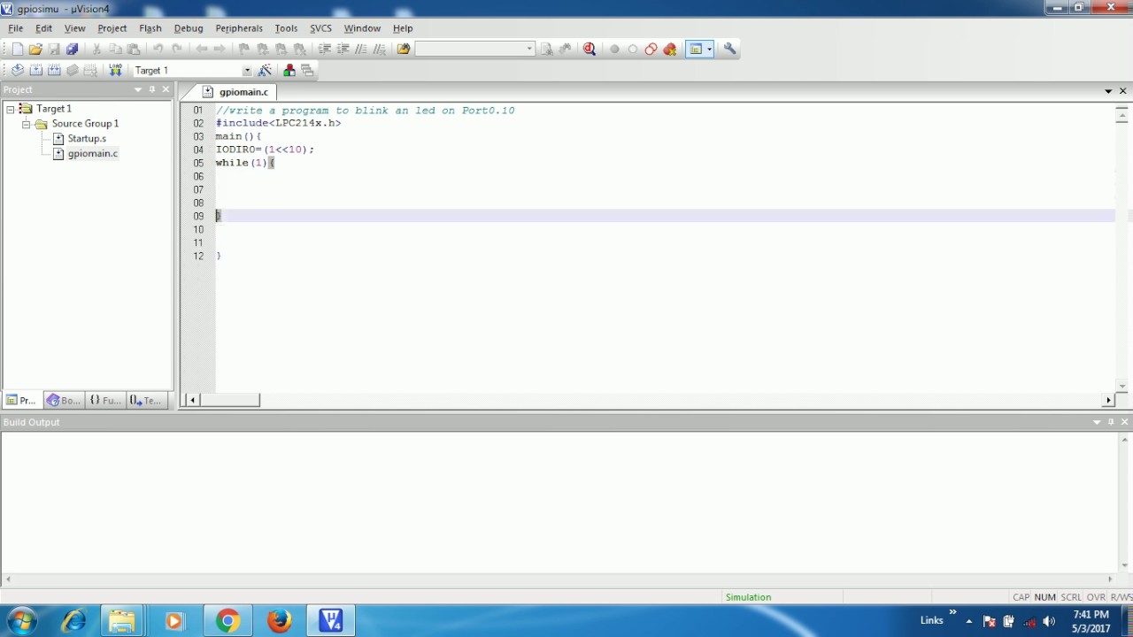Lpc2148 Gpio Program Keil Simulation Youtube