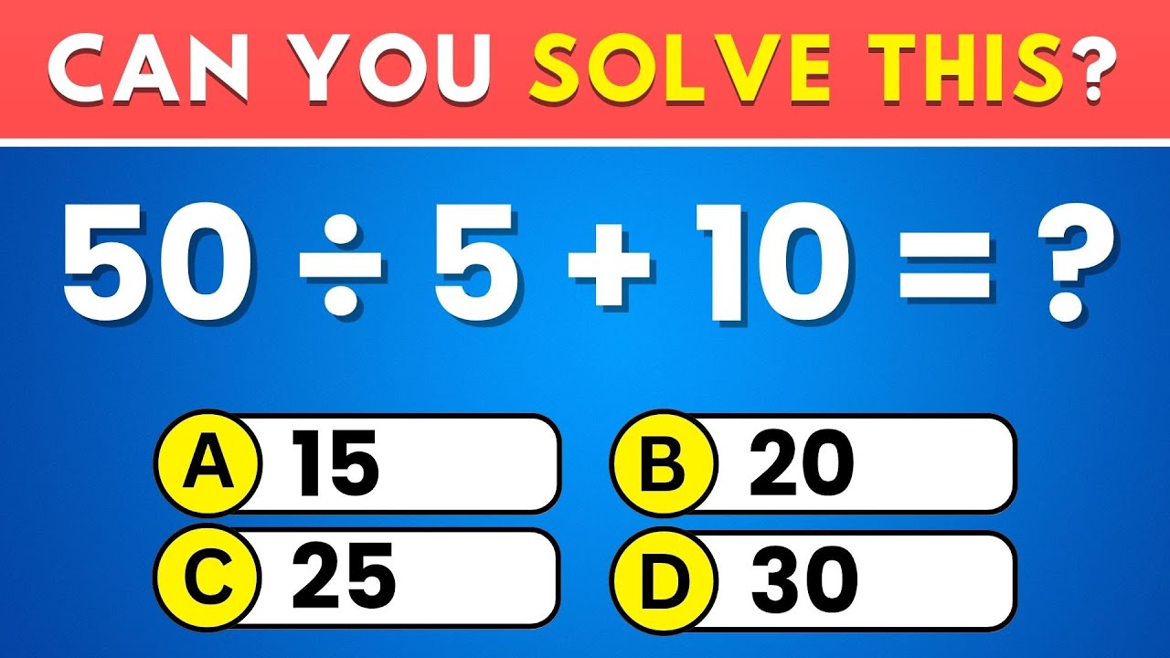 Test Your Brain with This 30-Question Math Test! 🧠📝 - YouTube