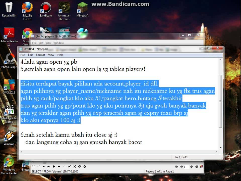Cara mengganti nickname,pangkat,point dan exp (PB Offline) - YouTube