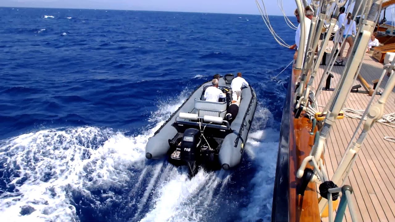 3-Mast Schooner Atlantic launches her tender under sail - YouTube