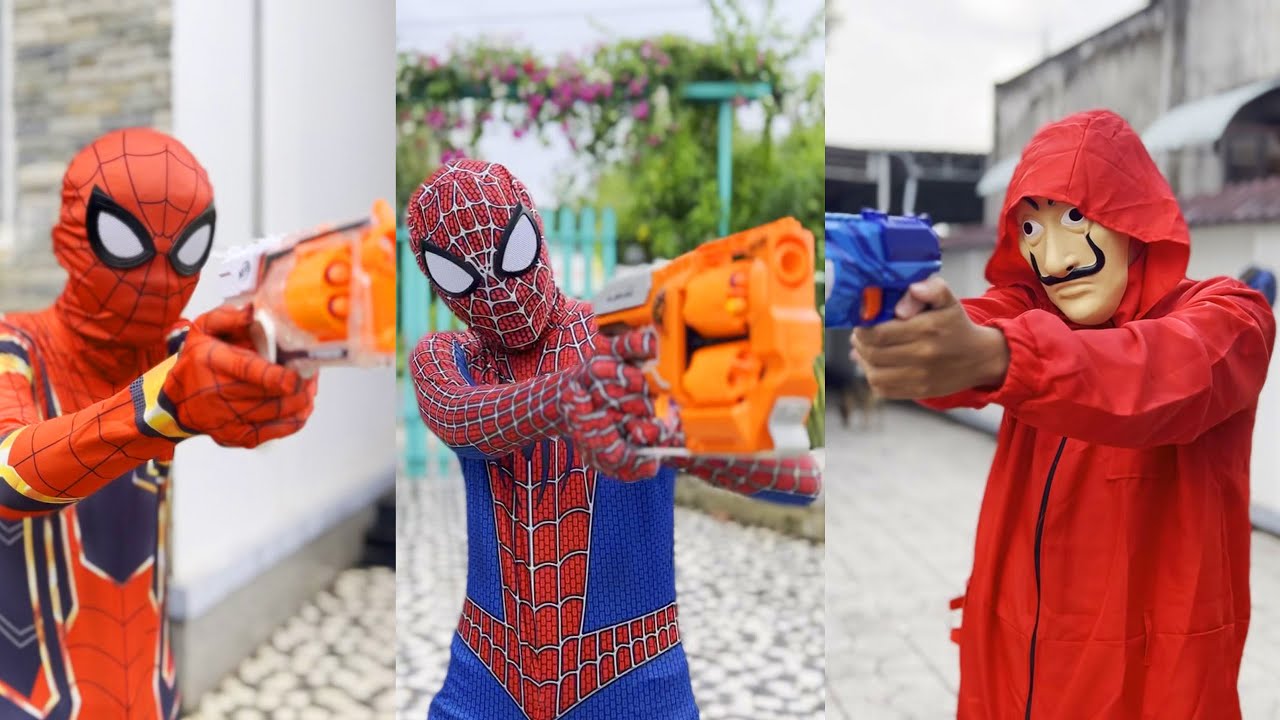 SPIDER MAN Attack BAD GUYS - Comedy Video | Người Nhện Bắn Súng Nước ...
