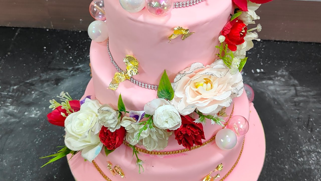 full foundant wedding cake - YouTube