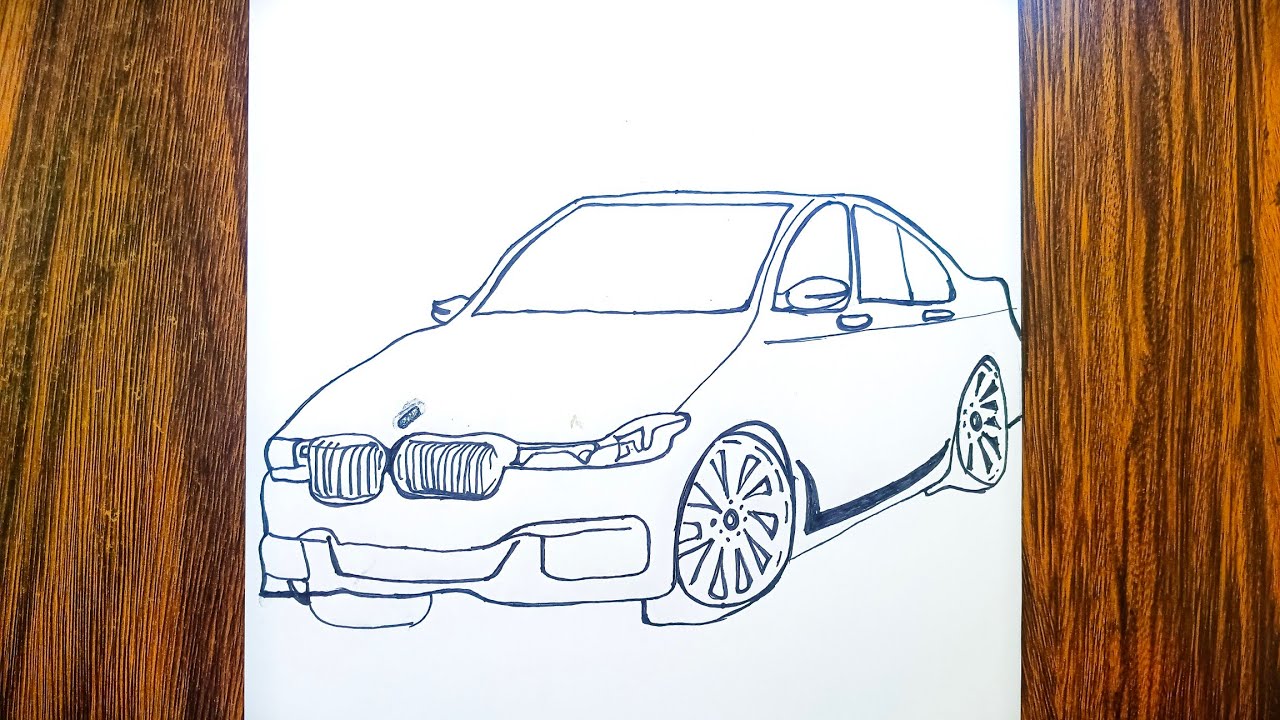 How to draw BMW car step by step । easy BMW drawing tutorial । BMW car ...