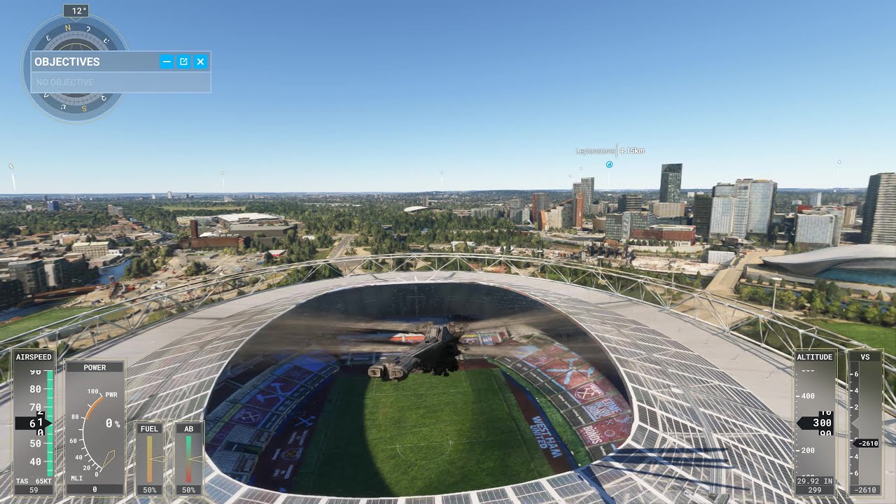 Microsoft Flight Simulator: Landing at The #London Stadium 🔴🔨⚽️ then ...