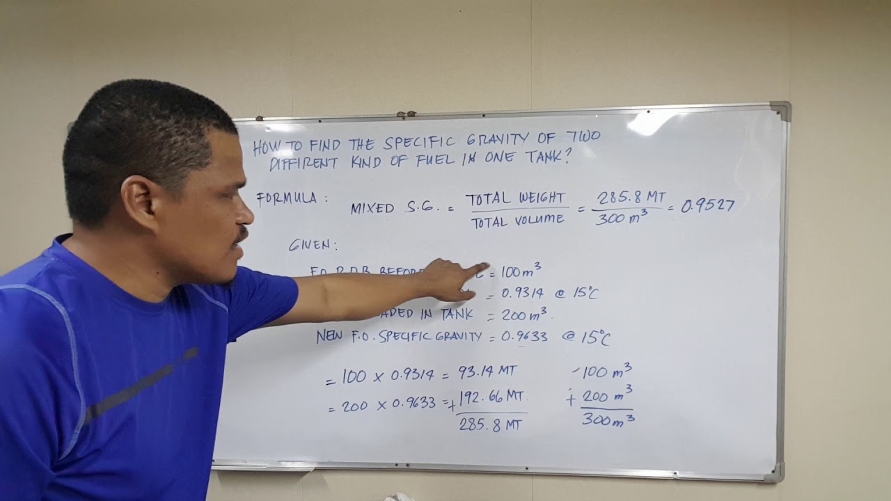 How to find the specific gravity of two diffirent kind of fuel in one ...