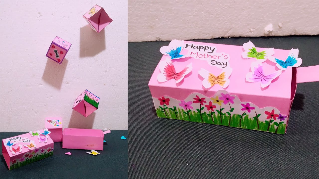 happy mother's day card / gift box making idea / suppress box making ...