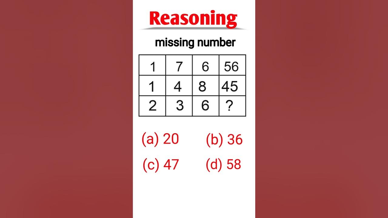 Find the missing number | Reasoning questions #reasoning #missingnumber ...