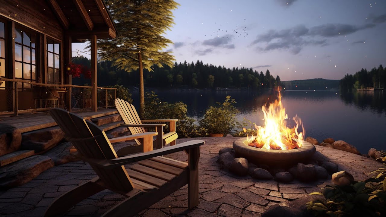 Cozy Campfire with River Flow in a Lakeside Forest | Perfect Nature ...