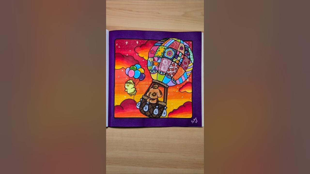Color with Me | Cozy Friends Hot Air Balloon Page - YouTube