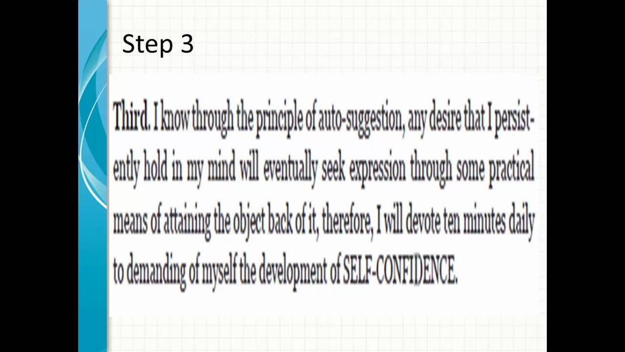 napoleon hill - Think and Grow Rich - self confidence formula - YouTube