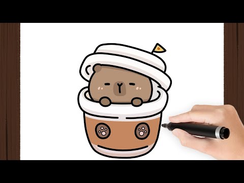 How To Draw a CAPYBARA COFFE KAWAII I Easy