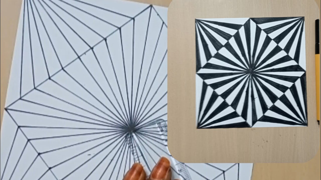 Geometric Square Optical Illusions Art || Step by Step geometric art ...