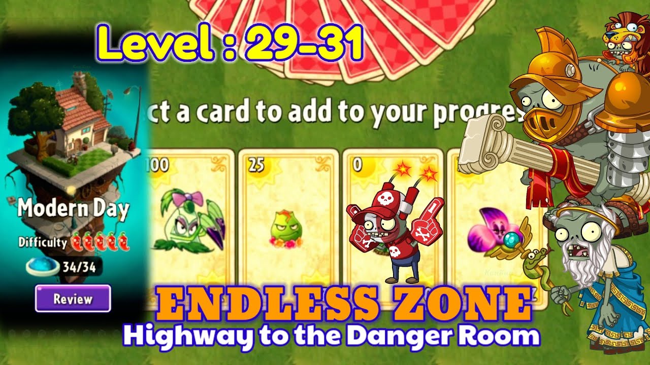 Pvz2 | ENDLESS ZONE | Madern Day | Highway to the Danger Room | Level 29-32 - YouTube