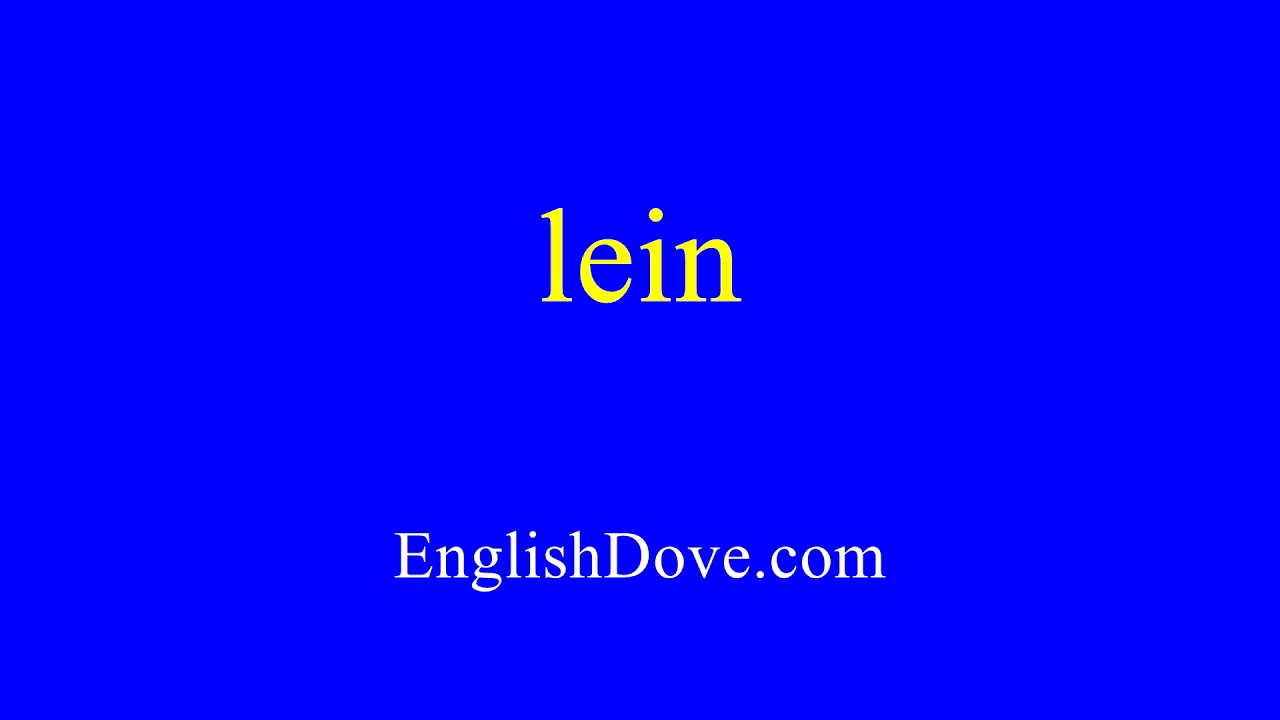 How to pronounce lein in American English. - YouTube