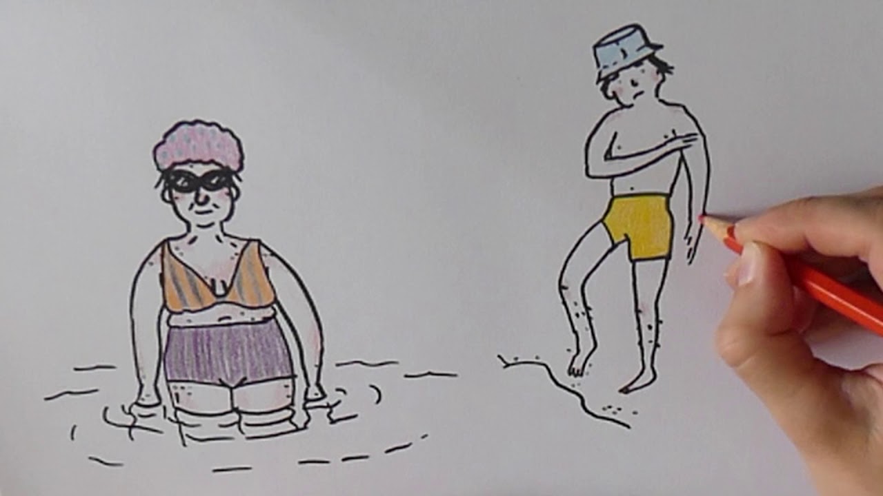 Beach people - drawing video - YouTube