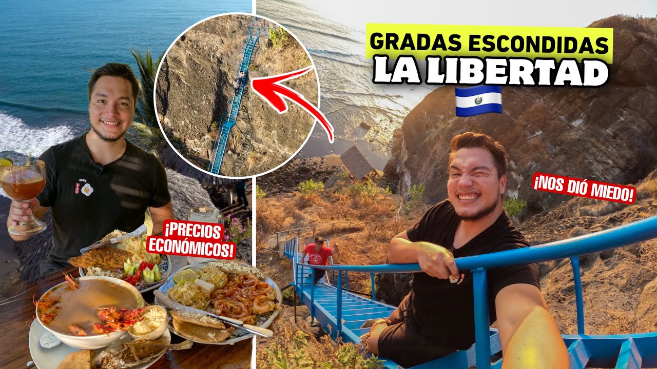 ¡LAS GRADAS ESCONDIDAS de La Libertad! 🇸🇻😱 Restaurante La Mariscada 🦀 ...