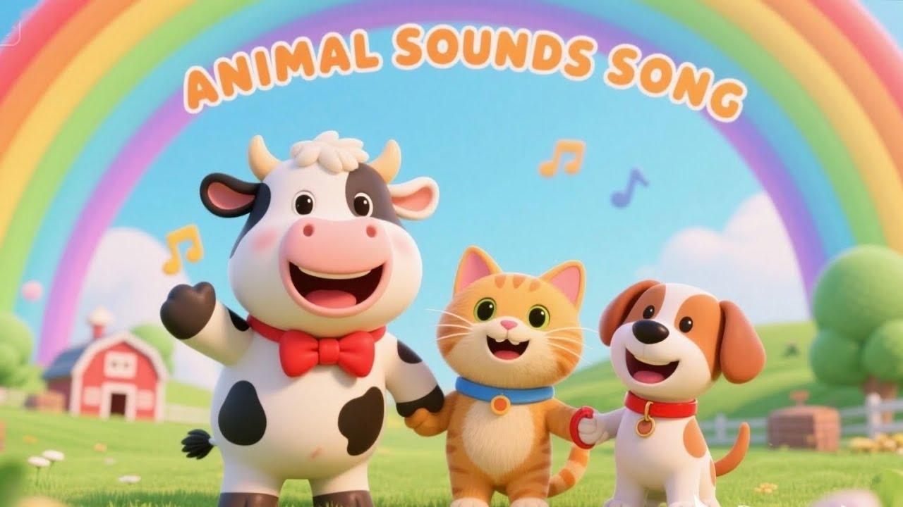 “Animal Sounds Song | Moo Moo, Meow Meow, Woof Woof 🎵 | Nursery Rhyme ...