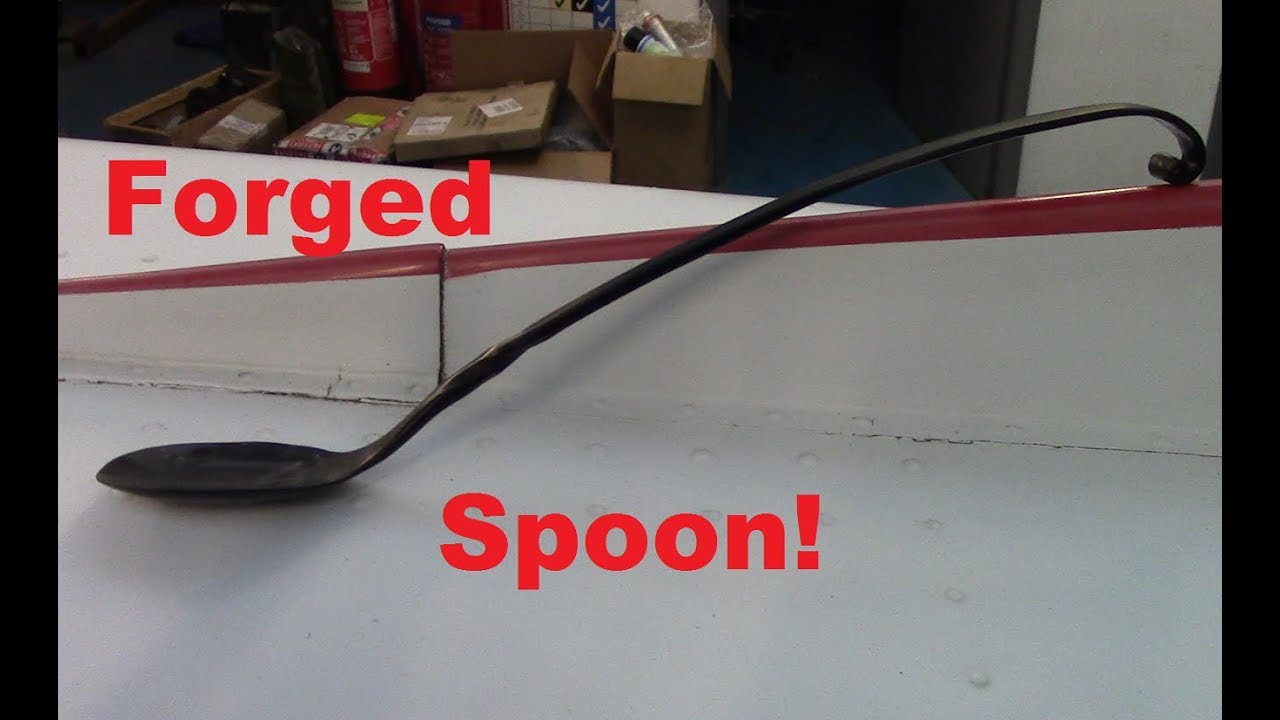 Forging a spoon from spring steel for Sam's Outdoor Life - YouTube