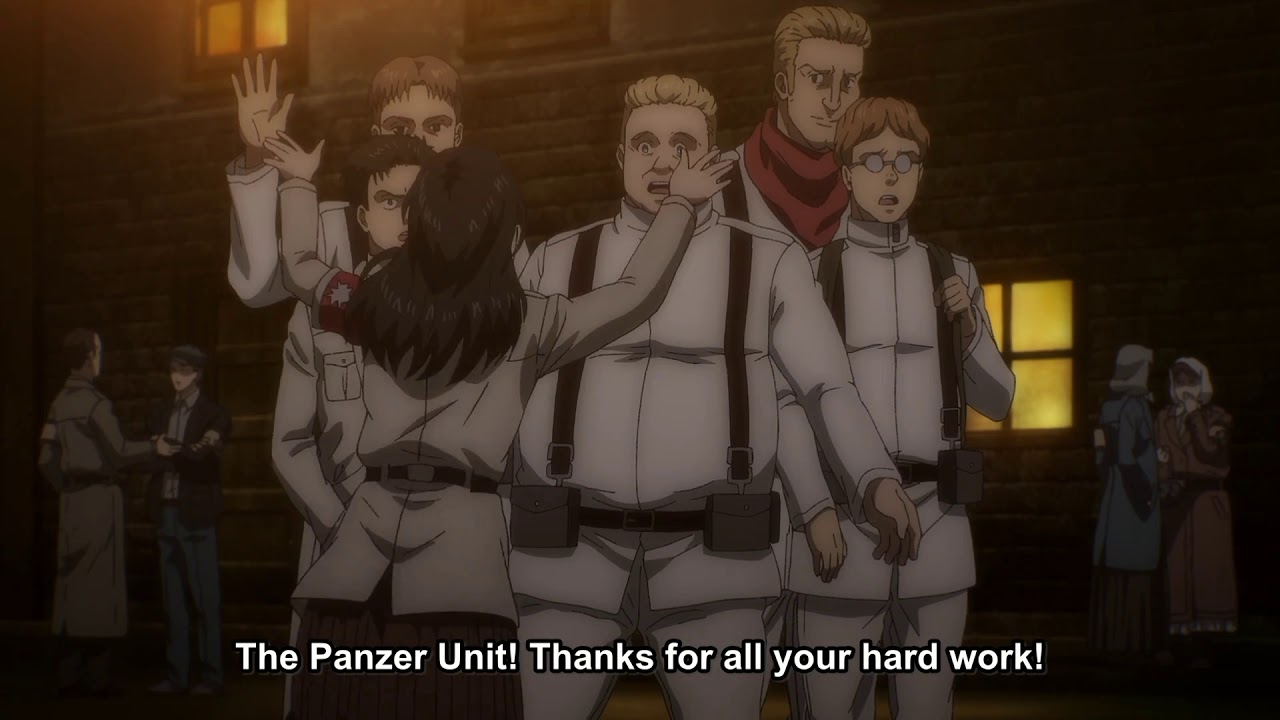 Pieck is excited to meet Panzer Unit Soldiers | Attack On Titan Season ...