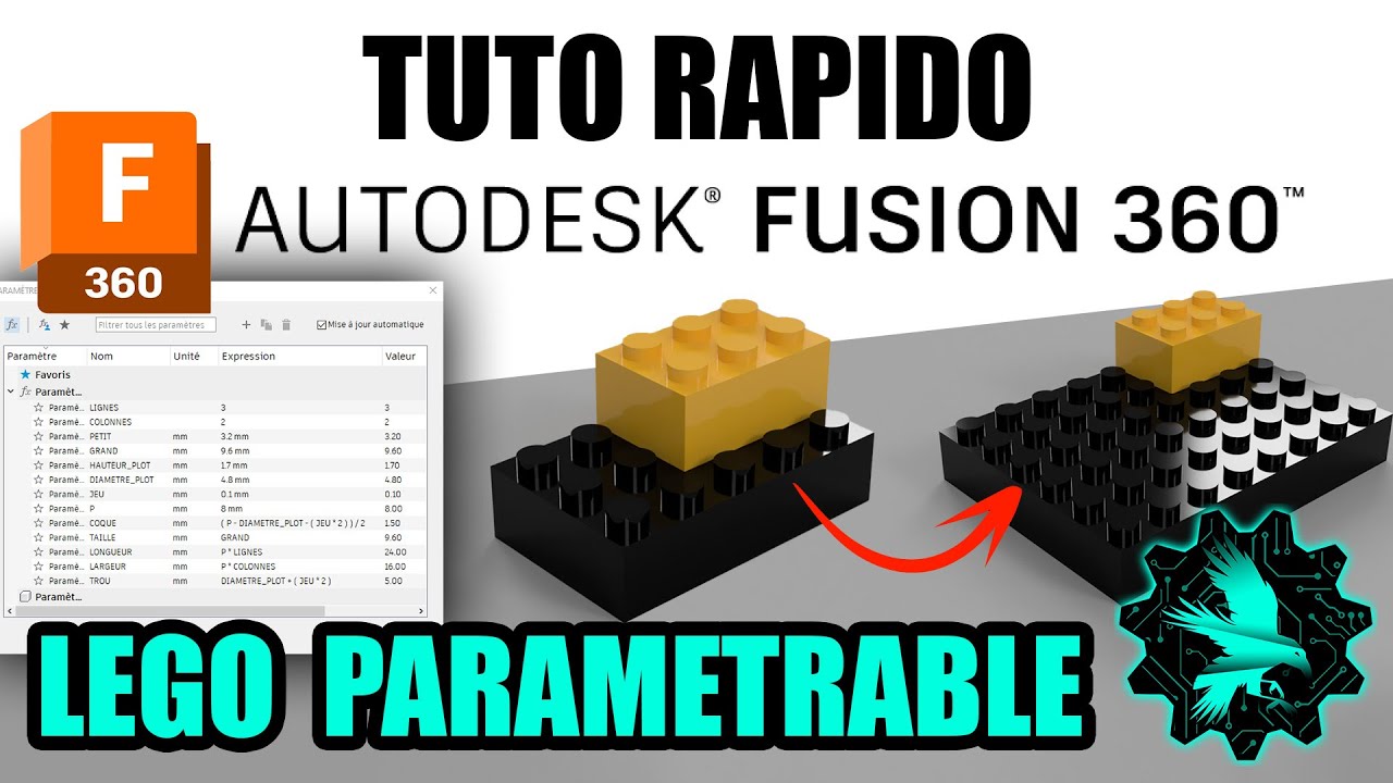 TUTO RAPIDO sur FUSION 360 // FR // LEGO PARAMETRABLE - YouTube