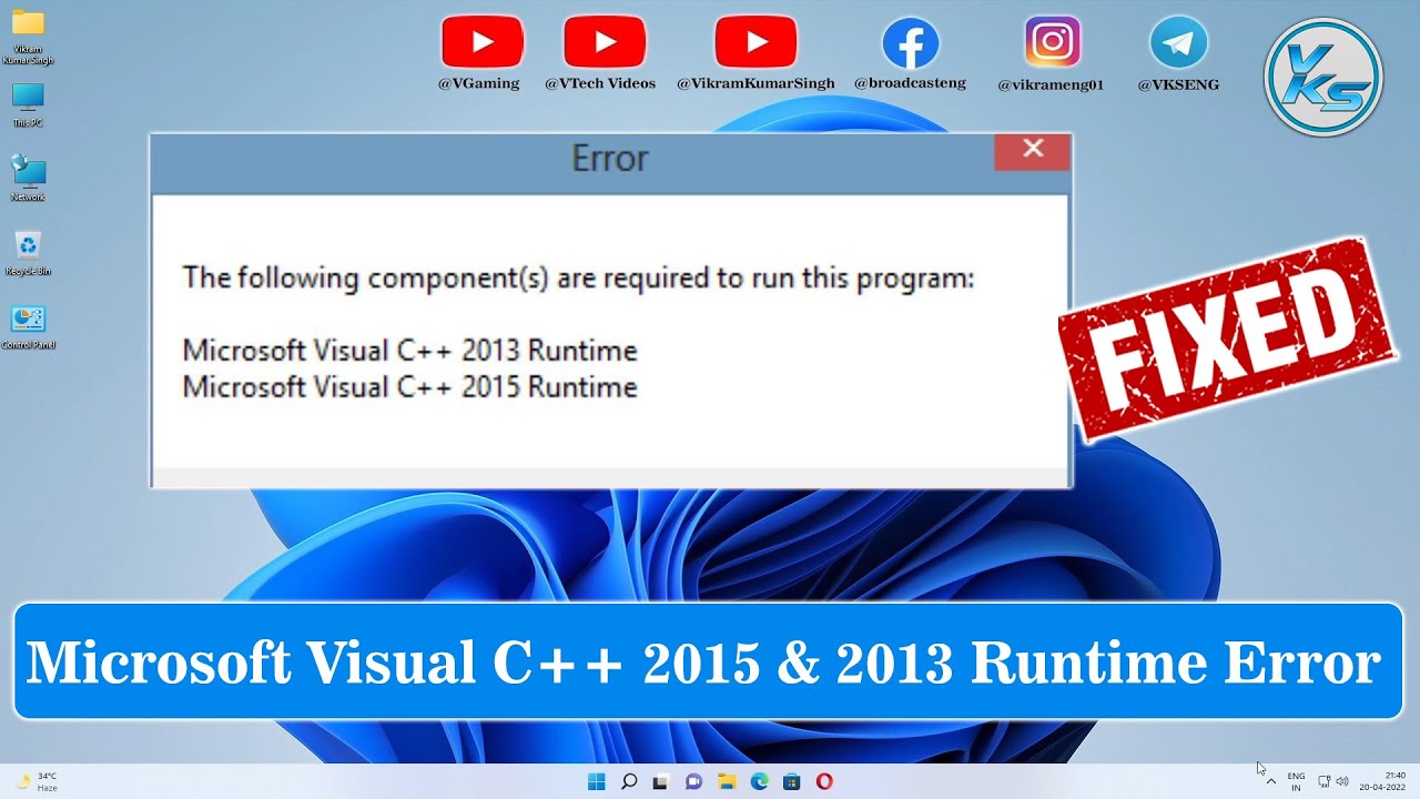 How To Fix Microsoft Visual C++ 2015 And 2013 Runtime Error - YouTube