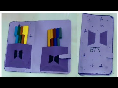 how to make easy BTS pencil case/paper pencil case/ paper crafts - YouTube