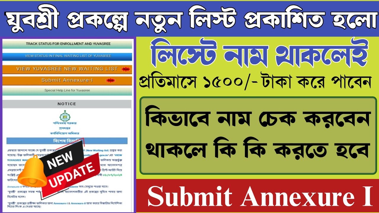 Yuvasree Prakalpa নতুন লিস্ট সহ যুবশ্রী প্রকল্পে ফর্ম জমা শুরু ...