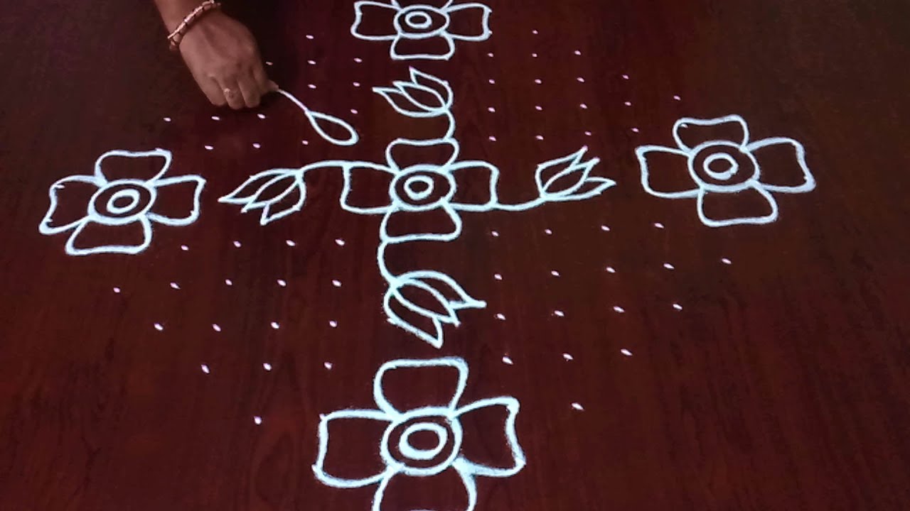 16 Dots Easy Butterfly Rangoli Mugulu || Latest Butterfly Kolam Design ...