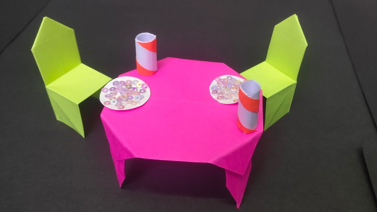 paper dining table ideas 💡 Diy mini dining table craft videos Bs Art ...