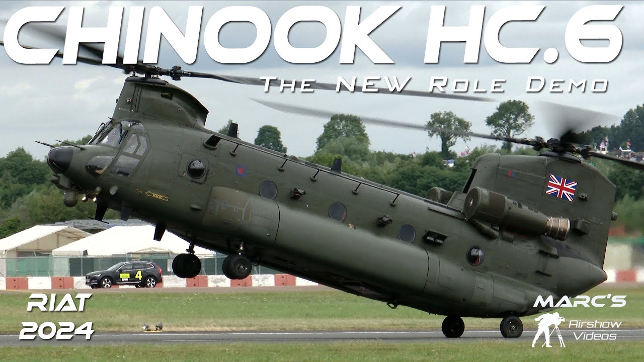 4Kᵁᴴᴰ RIAT 2024 Boeing Chinook HC.6 Royal Air Force Role Demo. Airshow ...