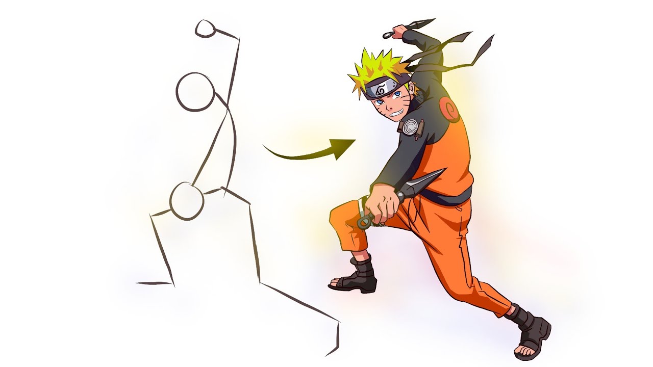 How To Draw Naruto Uzumaki From a Stickman | Easy Step by Step (Full ...