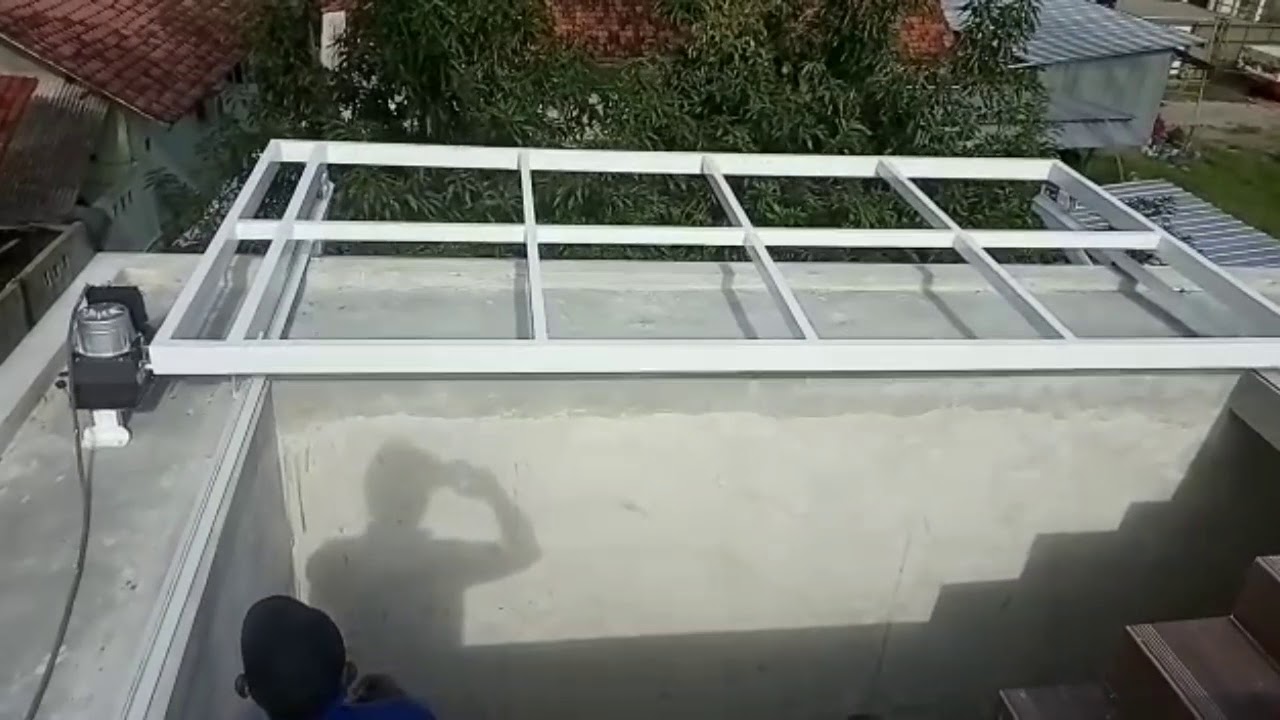 canopy sliding kanopi kaca buka tutup - YouTube